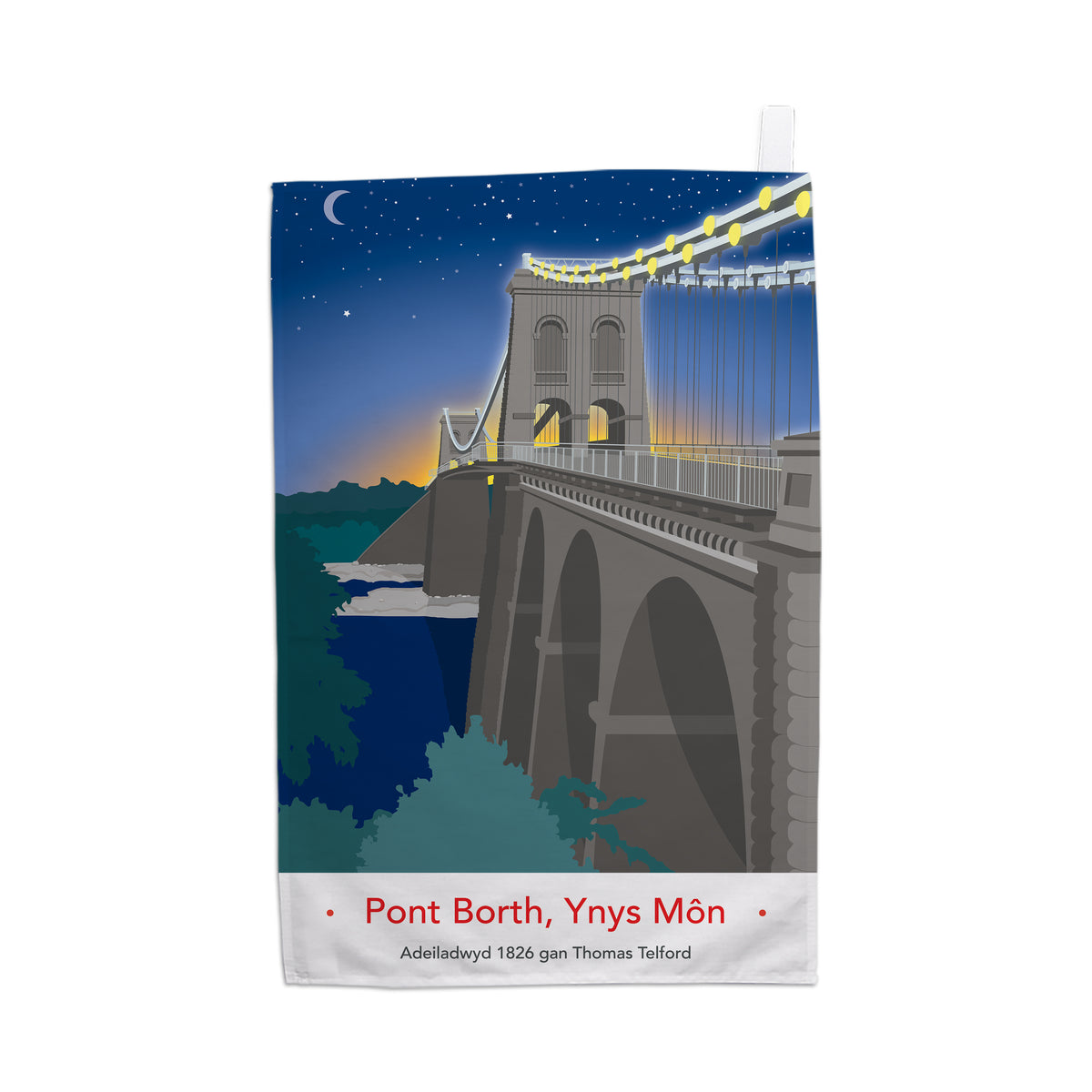 Pont Borth, Ynys Mon Night Tea Towel – Tabitha Mary ltd